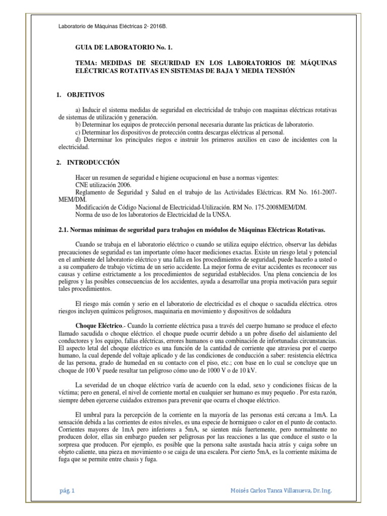 LABORATORIO 1 Inducci N Seguridad en Maquinas Rotativas | PDF | Descarga eléctrica | Electricidad