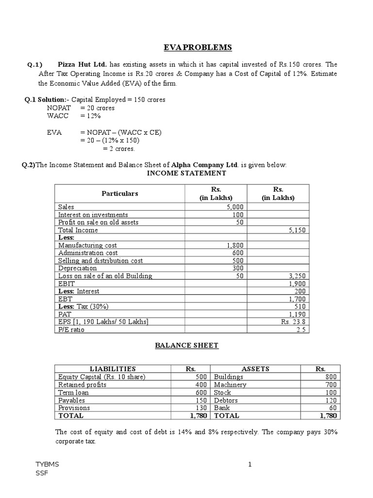 Eva Problems | PDF | Cost Of Capital | Depreciation