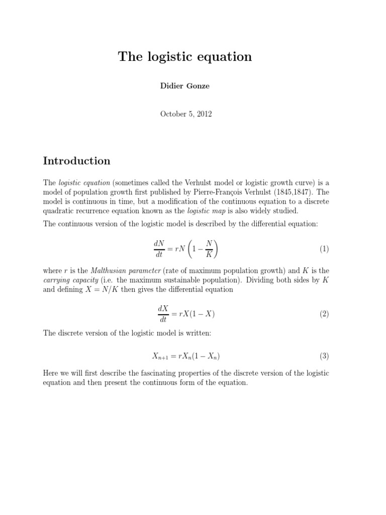 Logistic Equation | PDF | Chaos Theory | Attractor
