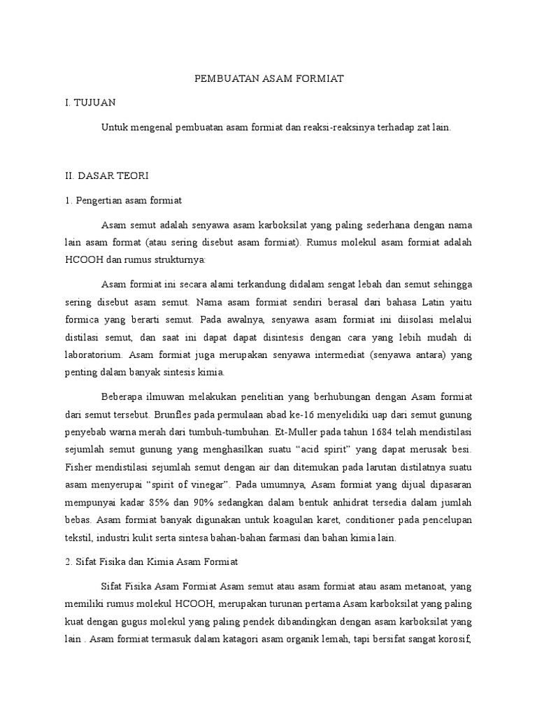 Pembuatan dan Kegunaan Asam Formiat | PDF