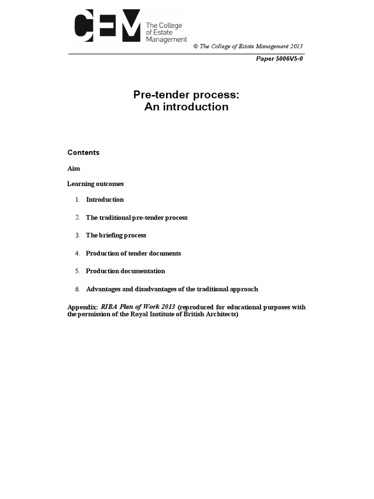 Pre-Tender Process PDF | PDF | Specification (Technical Standard ...