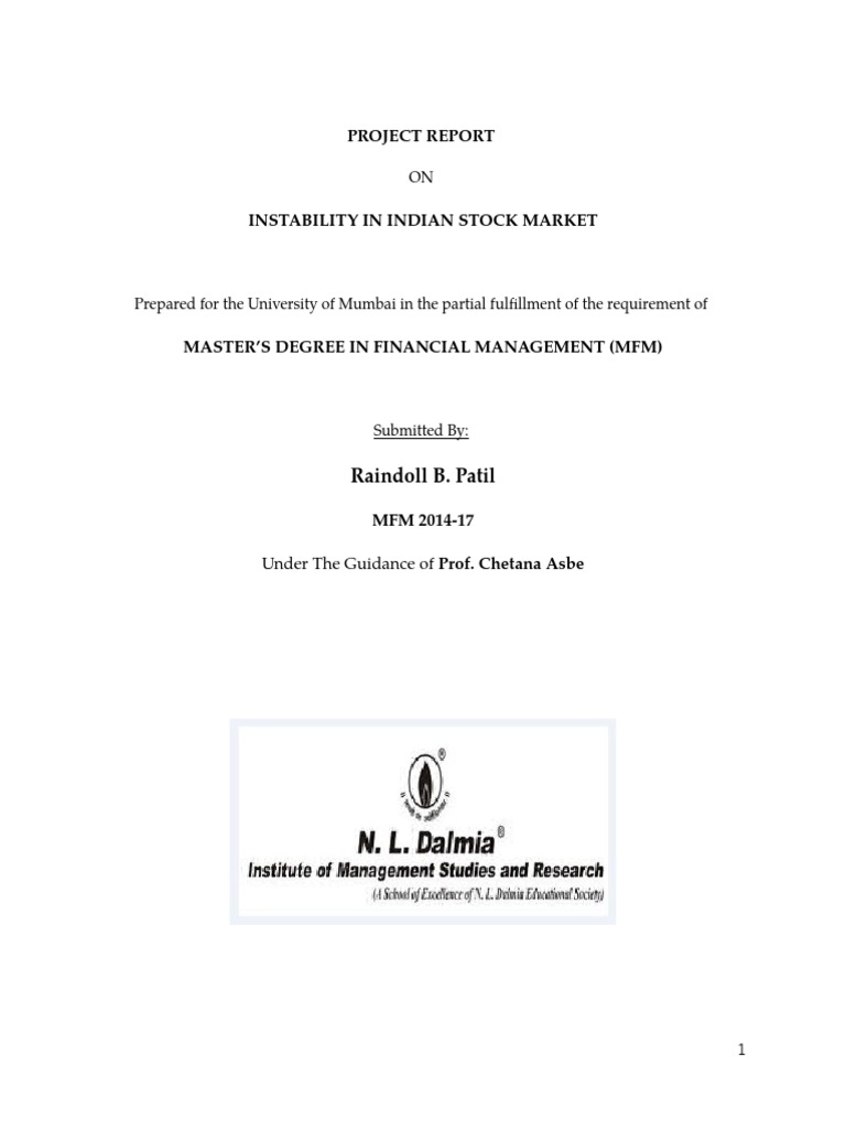 Instability in Indian Stock Market Draft | PDF | Financial Markets | Stocks