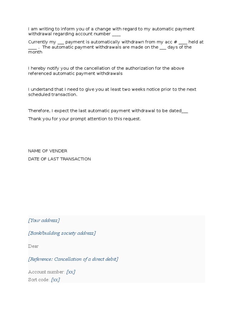 (Your Address) (Bank/building Society Address) | PDF | Business ...