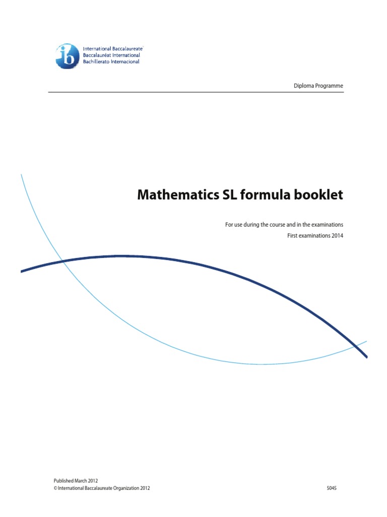 IB Matematics SL Formula Booklet | PDF | Sine | Trigonometric Functions
