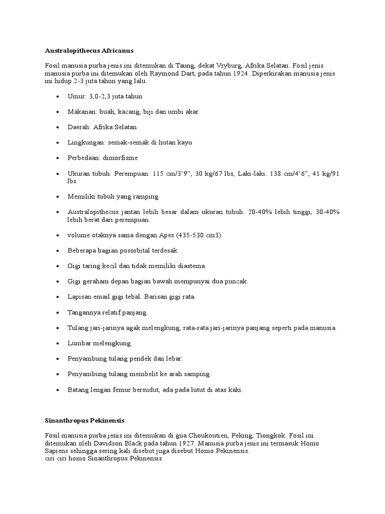 Australopithecus Africanus | PDF