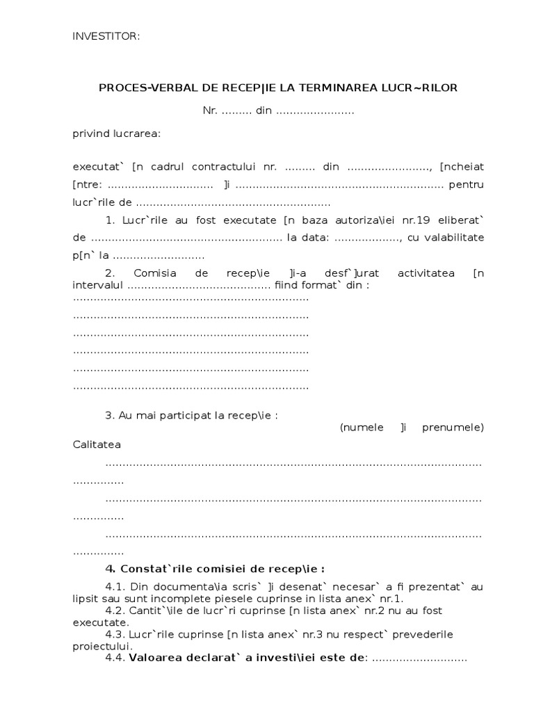 Formular PV Receptie | PDF