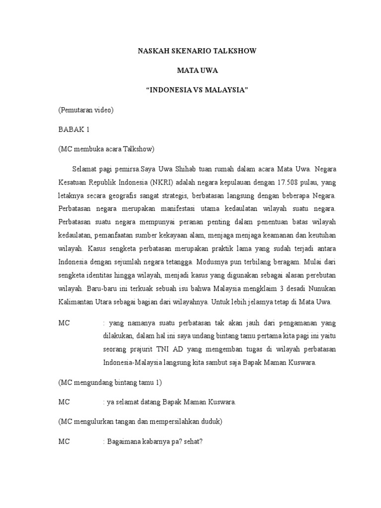 Naskah Skenario Talkshow | PDF