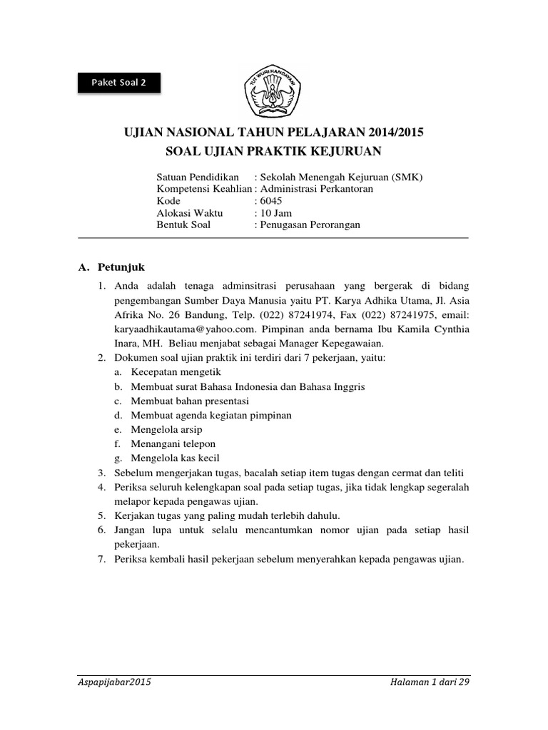 Soal Ukk Aspapi 2015 Paket 2 | PDF