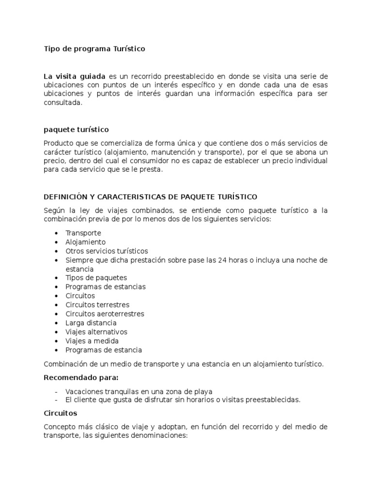 Tipo de Programa Turístico | PDF | Turismo | web 2.0