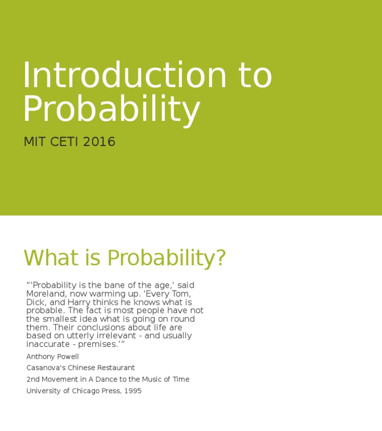 Introduction To Probability: Mit Ceti 2016 | PDF
