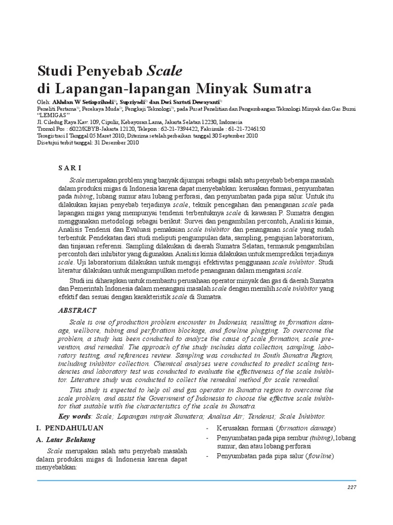 Penyebab dan Penanganan Scale Migas Sumatra | PDF