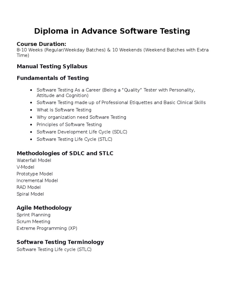 Advance Manual Testing Syllabus | PDF