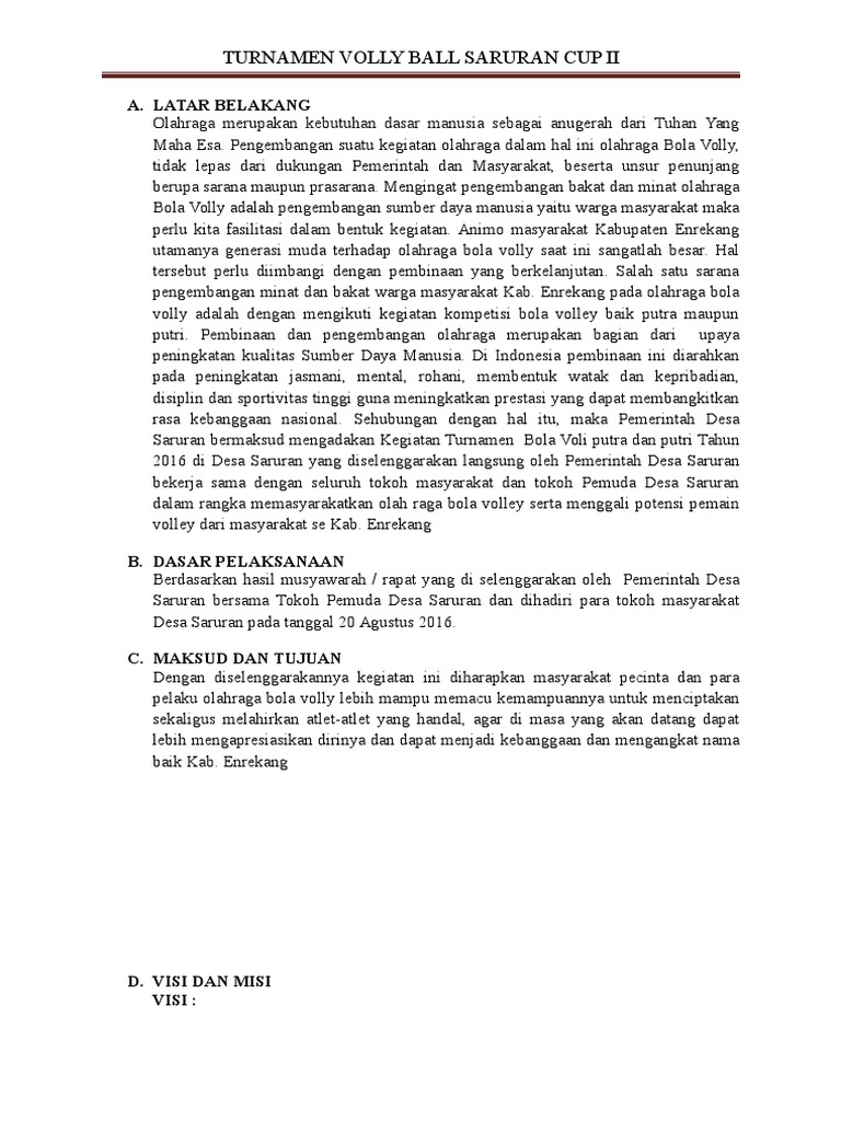 Proposal Turnamen Volly Ball | PDF