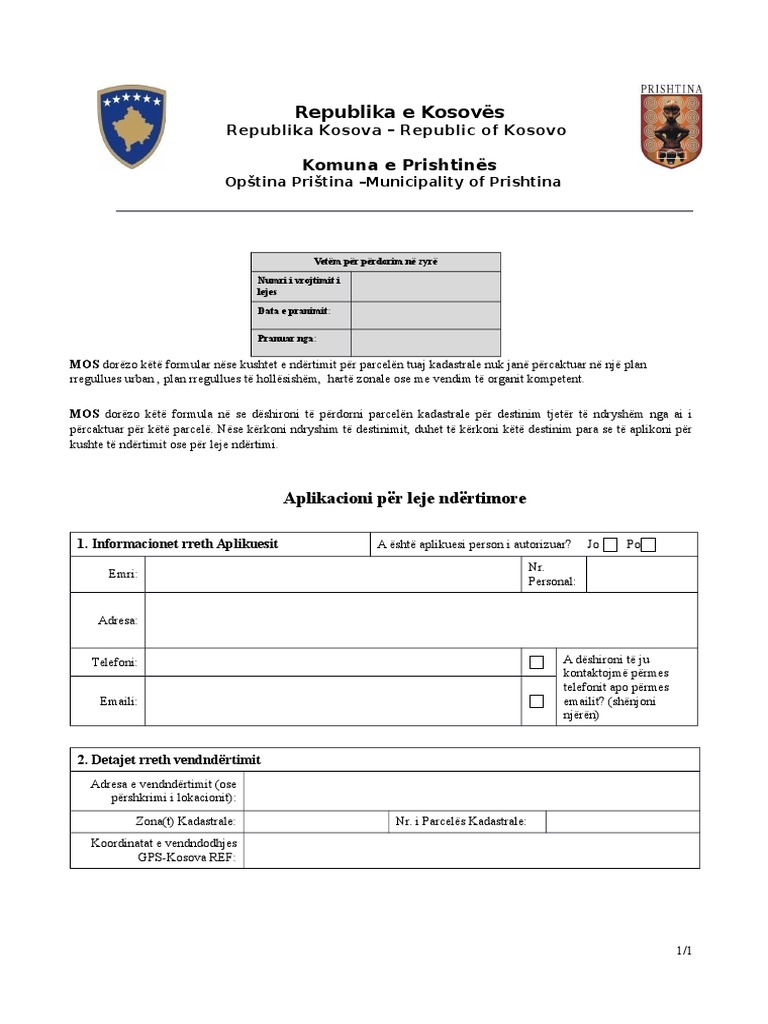 Aplikacioni Per Leje Ndertimore | PDF