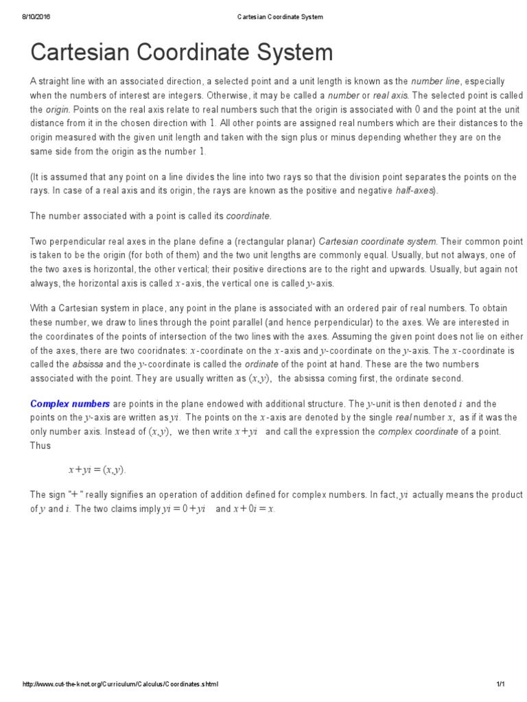 Cartesian Coordinate System | PDF | Cartesian Coordinate System ...
