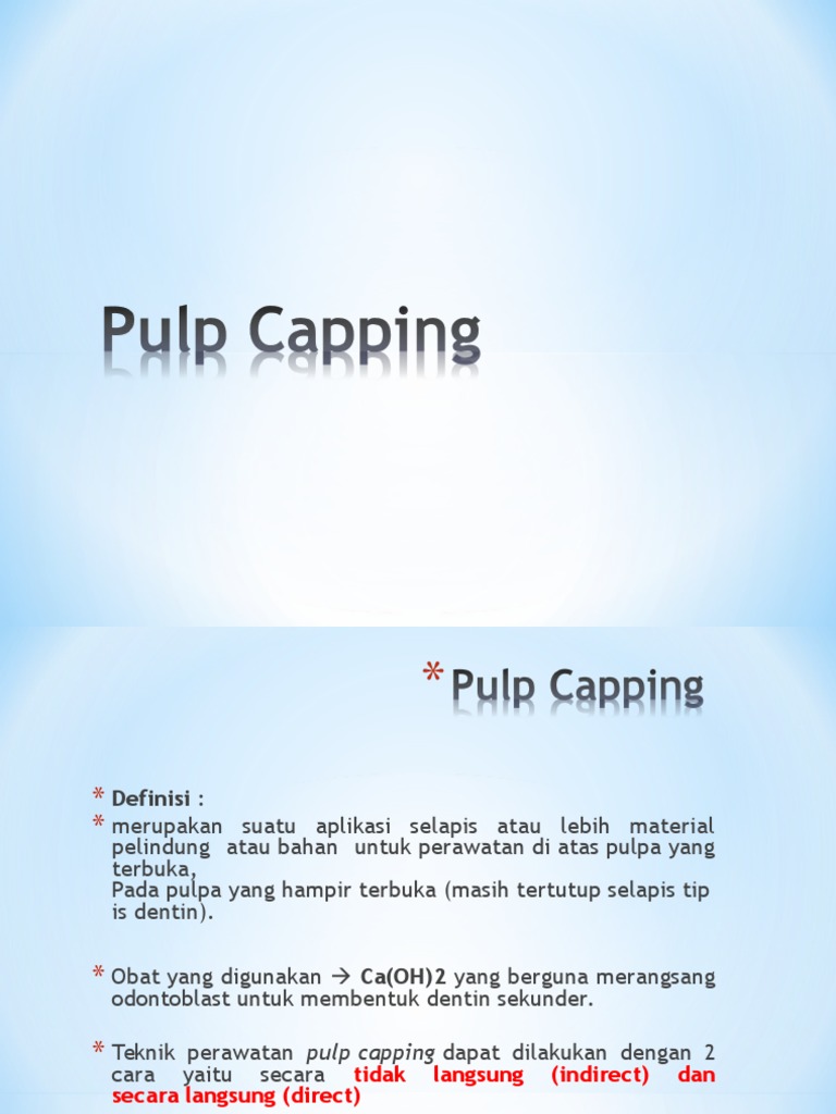 Prosedur Pulp Capping I | PDF