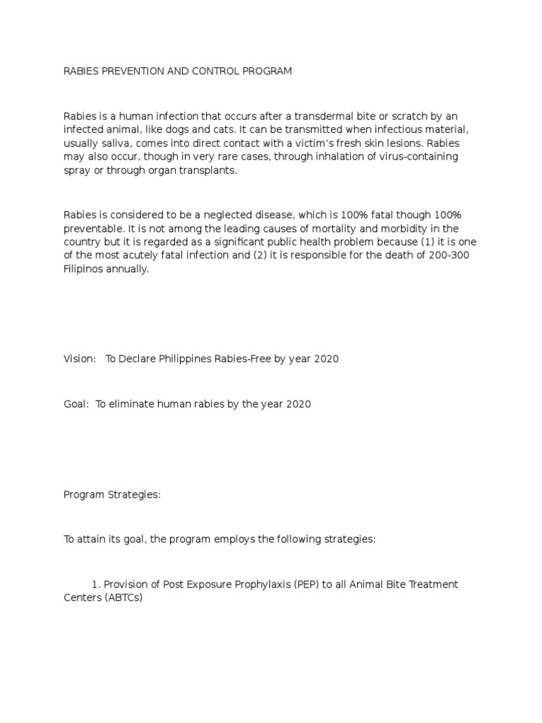 Rabies Prevention and Control Program | PDF | Rabies | Public Health