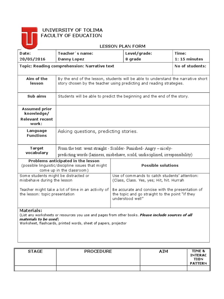 Reading Comprehension Narrative Text | PDF | Reading Comprehension ...