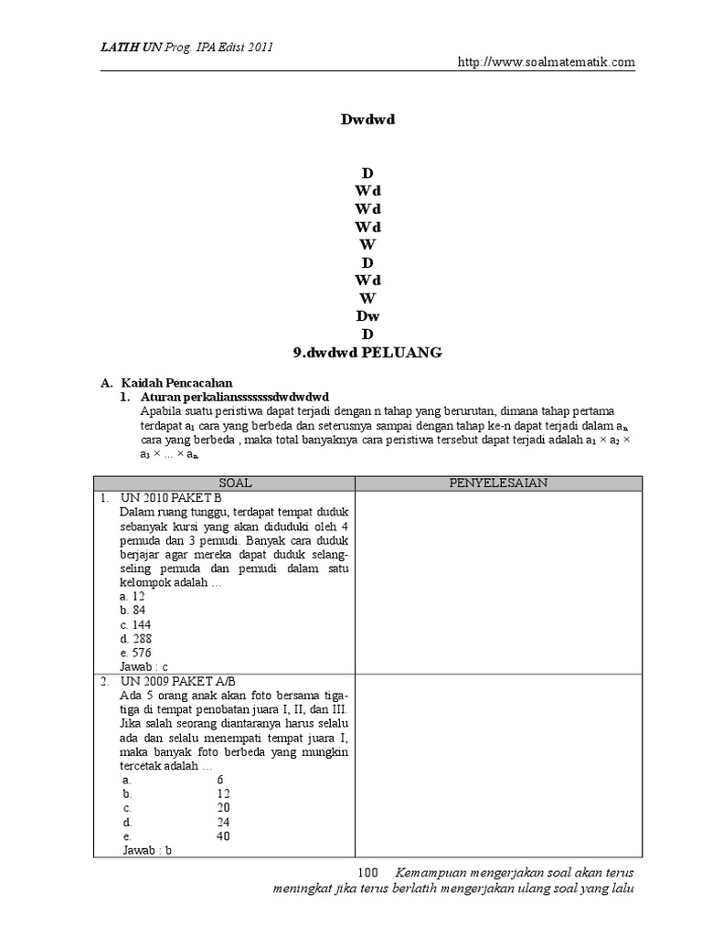 DWDWD: LATIH UN Prog. IPA Edisi 2011 | PDF | Olahraga & Rekreasi | Metode & Bahan Ajar