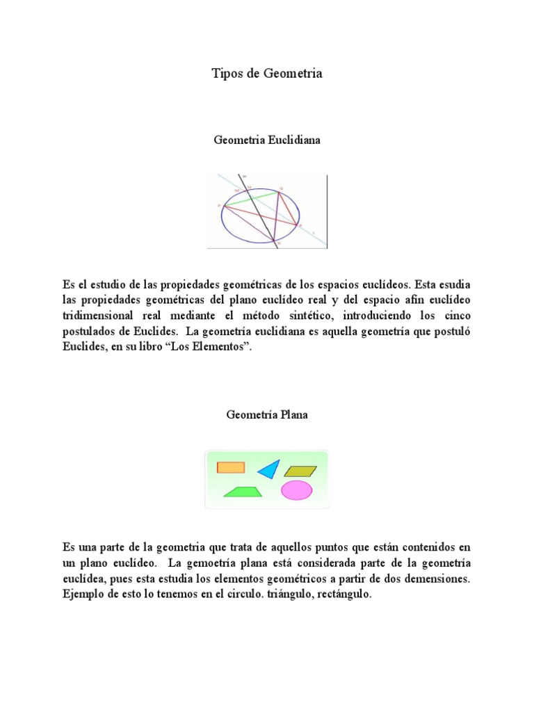Tipos de Geometria | PDF | Geometría euclidiana | Geometría