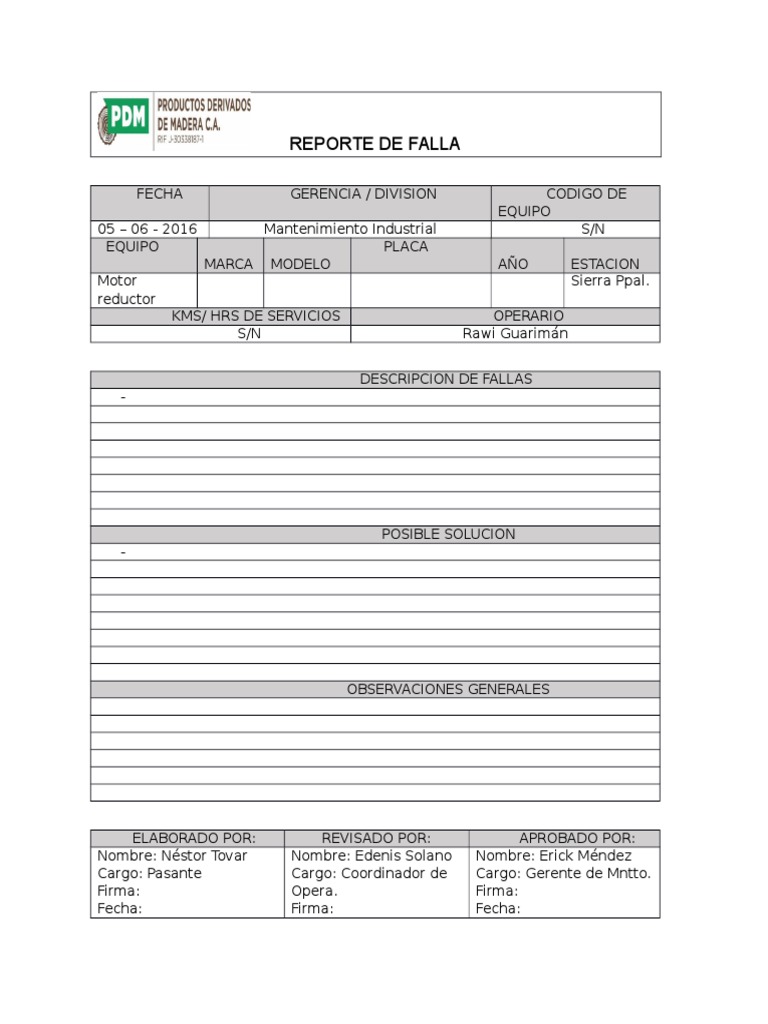 Reporte de Falla