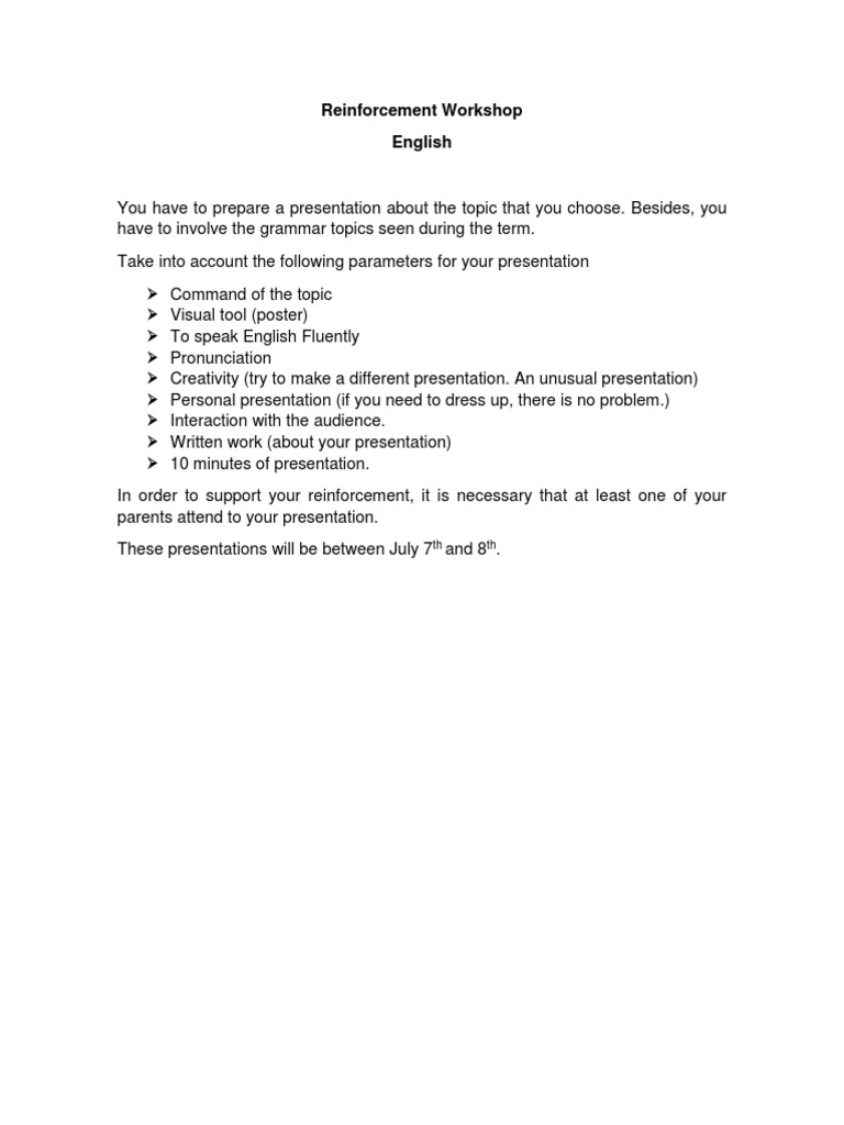 Reinforcement Workshop English: TH TH | PDF