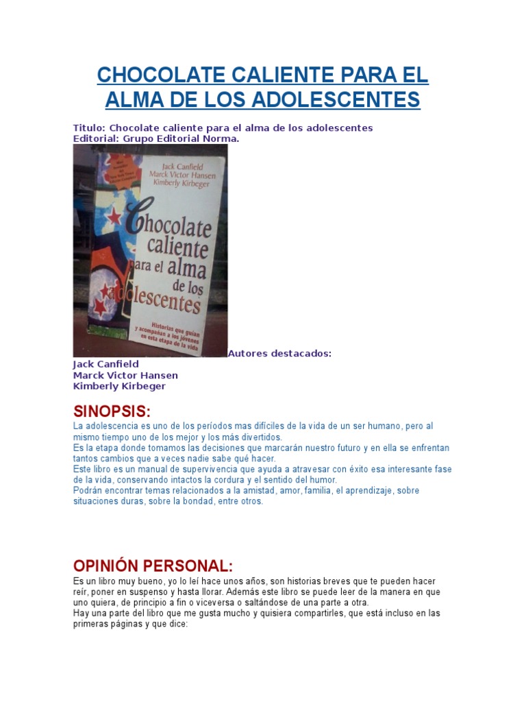 Chocolate Caliente para El Alma de Los Adolescentes | PDF | Felicidad ...