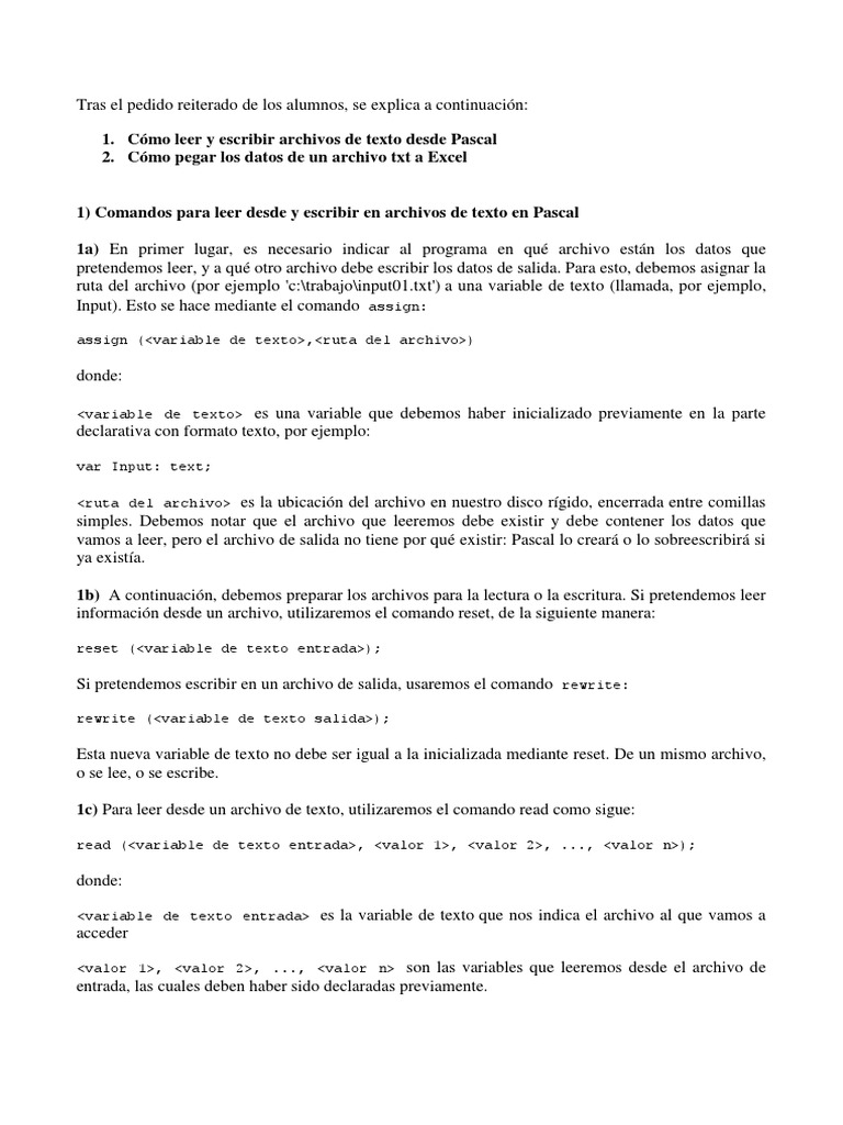 Tutorial Pascal Excel | PDF | Archivo de computadora | Microsoft Excel