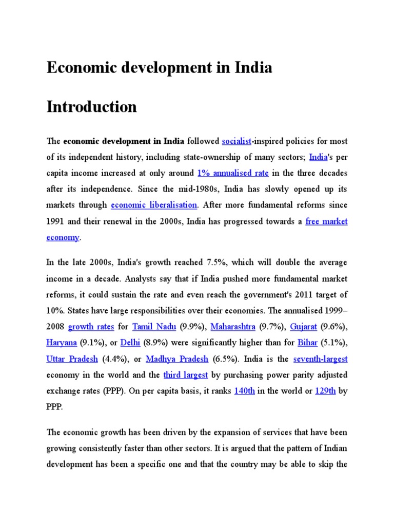 Economic Development in India | PDF | Economy Of India | Outsourcing