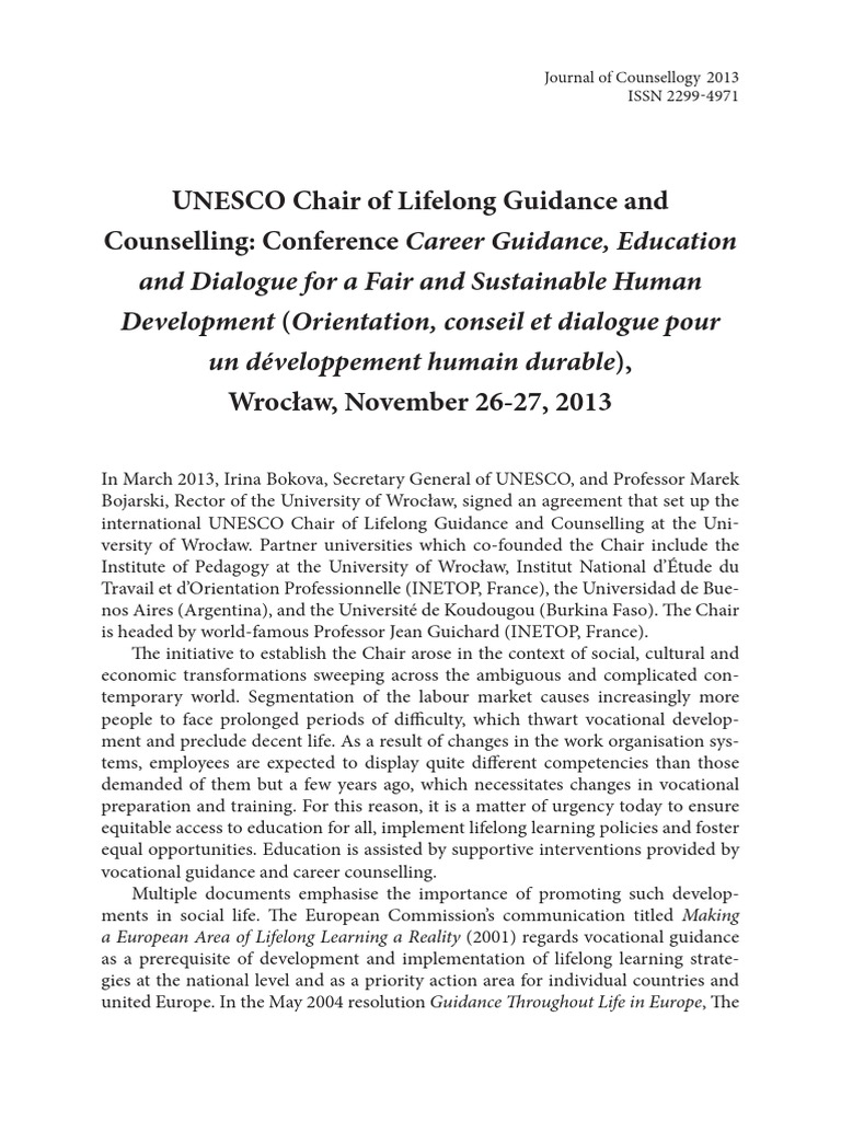2 UNESCO Chair of Lifelong Guidance and Counselling | PDF | Unesco ...