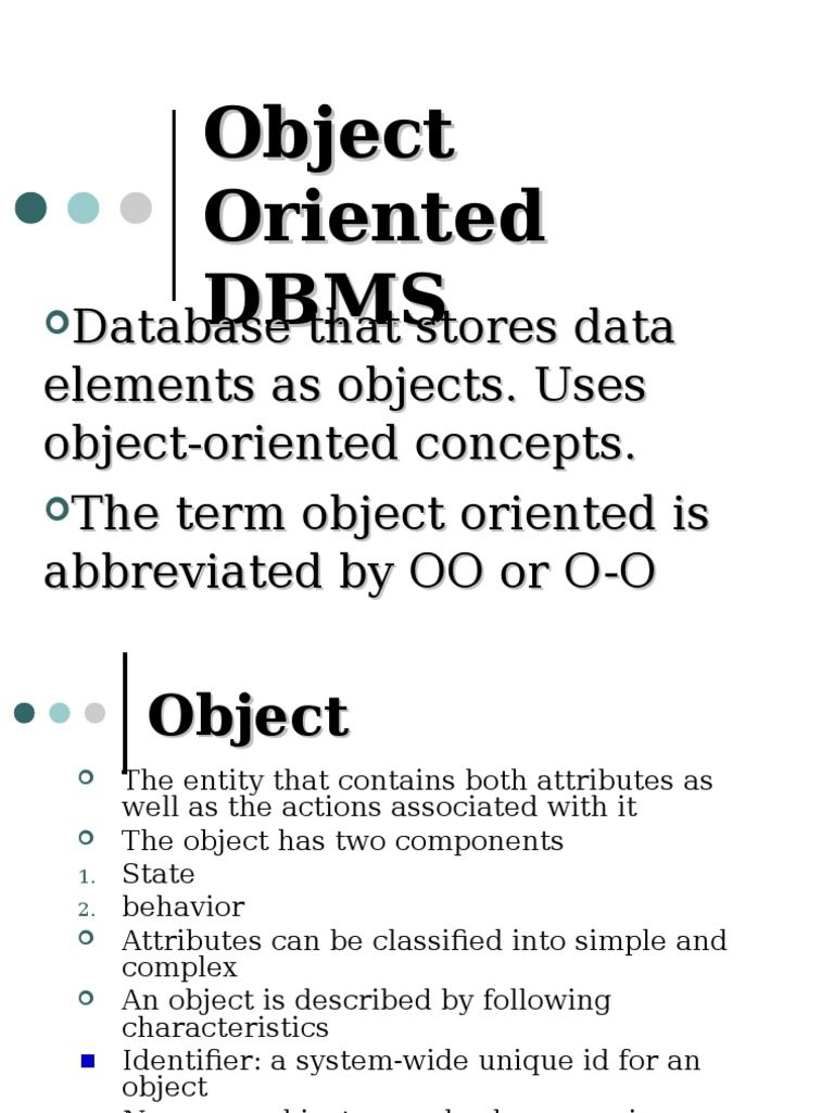 Object Oriented Dbms | PDF | Inheritance (Object Oriented Programming ...