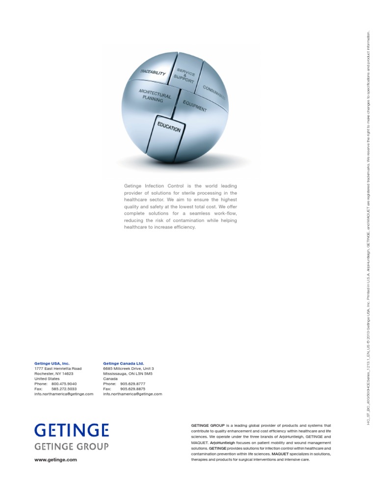 Getinge Canada Ltd. Getinge USA, Inc | PDF