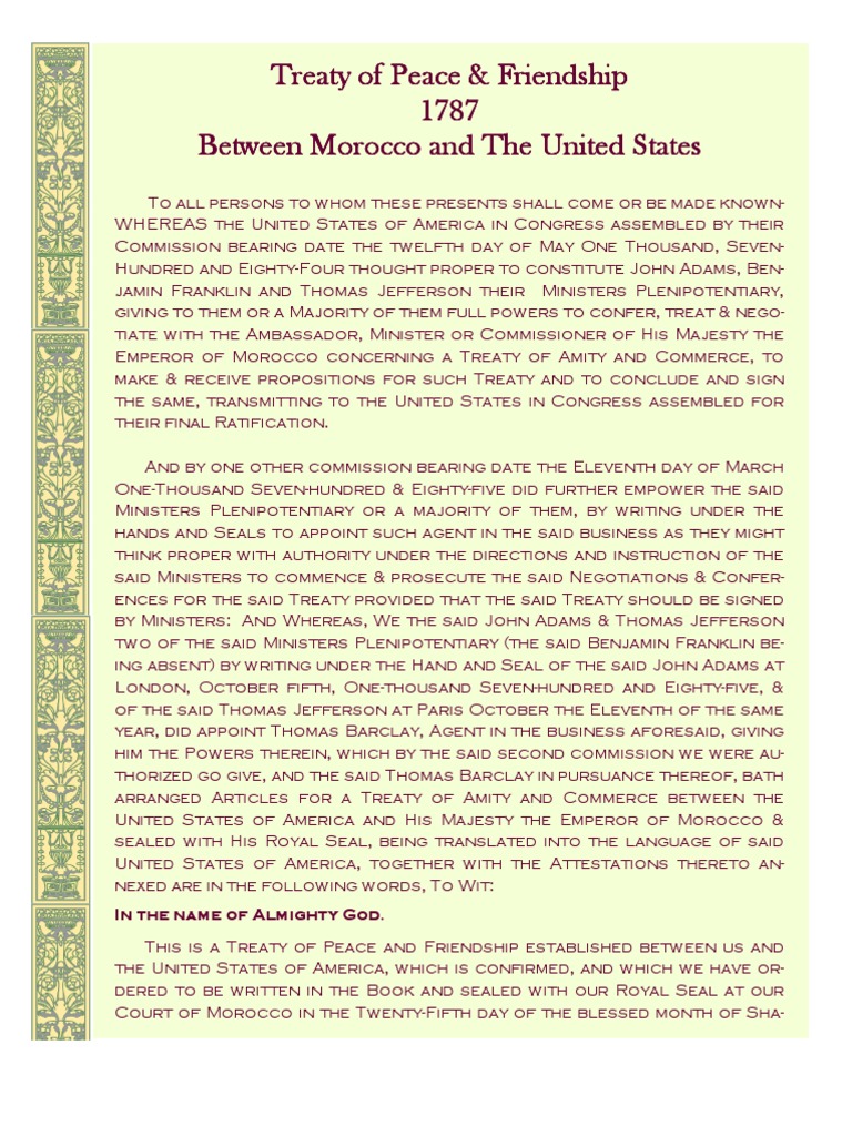 Treaty of Peace and Friendship 1787 | John Adams | Ships