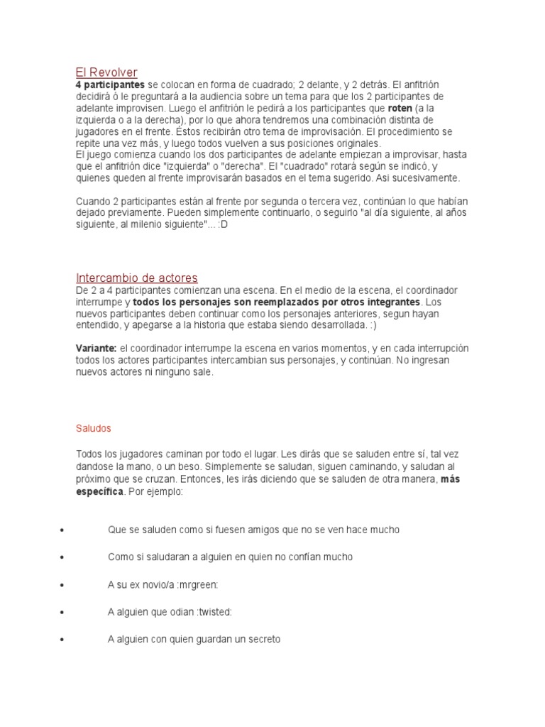 Ejercicios de Impro | PDF | Ritmo | Ocio