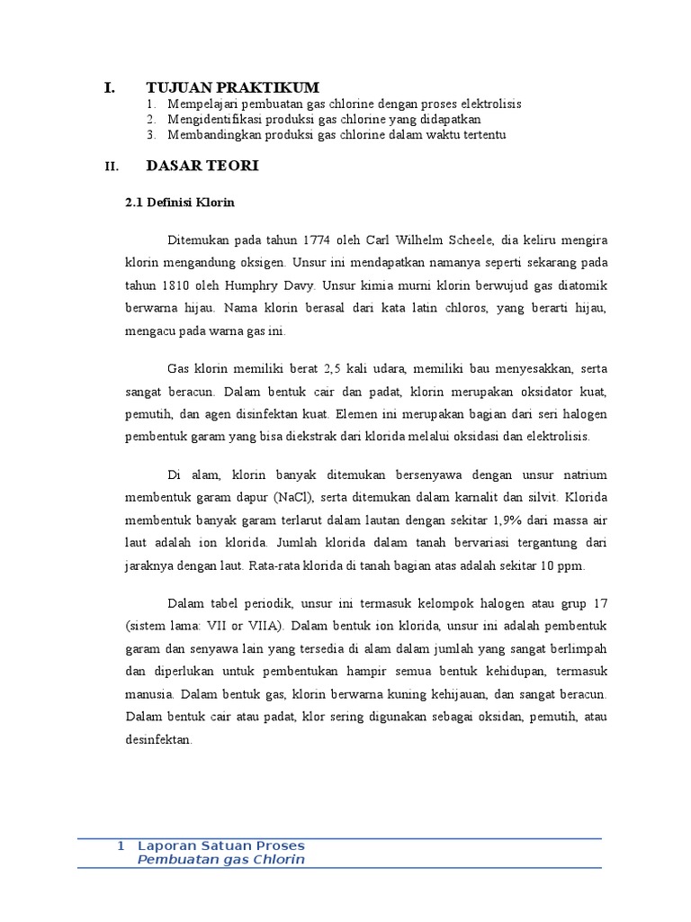 Pembuatan Gas Klorin | PDF