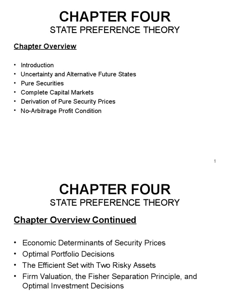 State Preference Theory Chapter 4 Slides 2016 | PDF | Investing ...