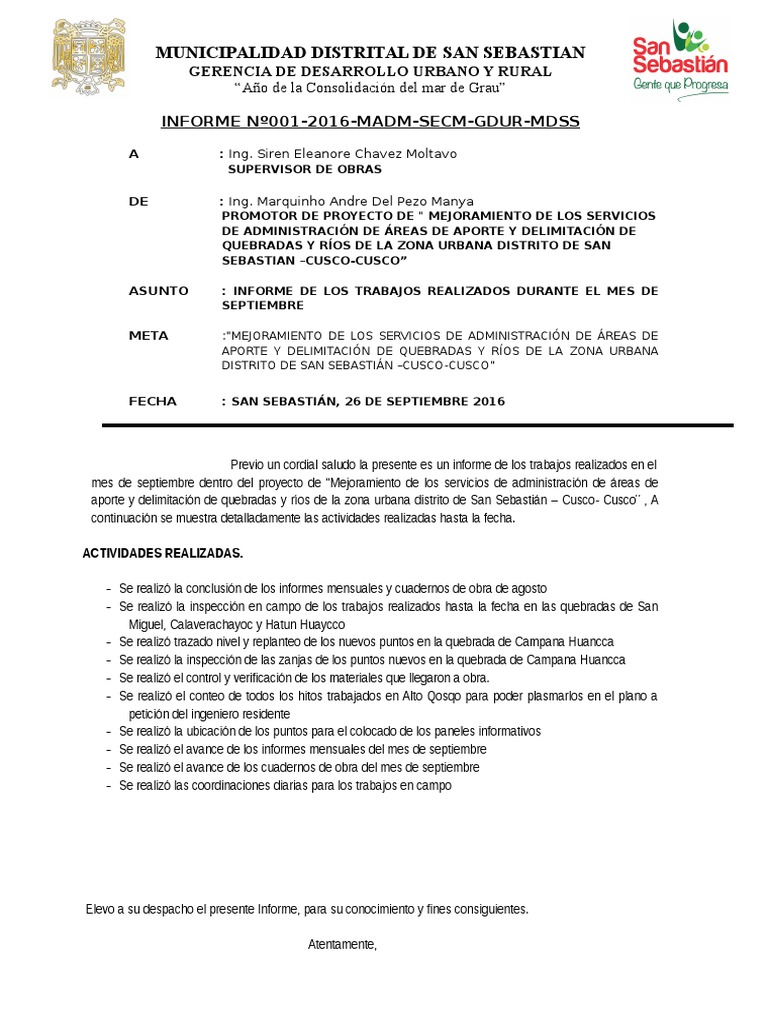 Informe de Trabajos Realizados | PDF
