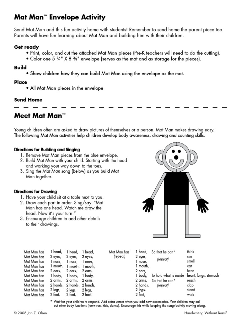HWT Mat Man Envelope Activity PDF | PDF