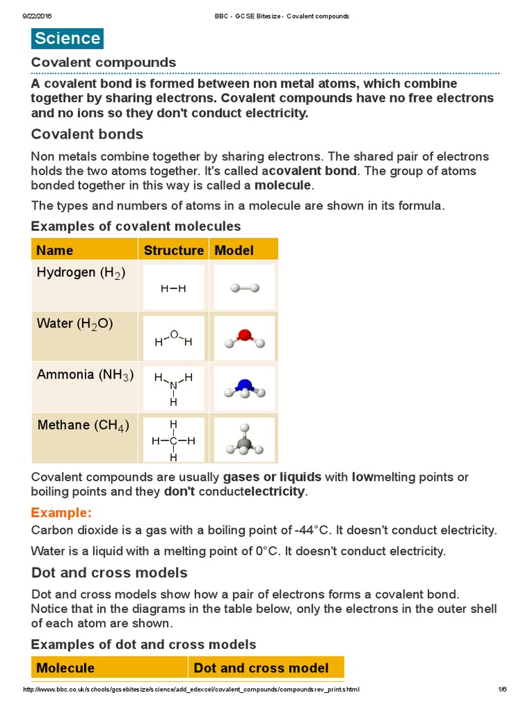 BBC - GCSE Bitesize | PDF | Covalent Bond | Chemical Bond
