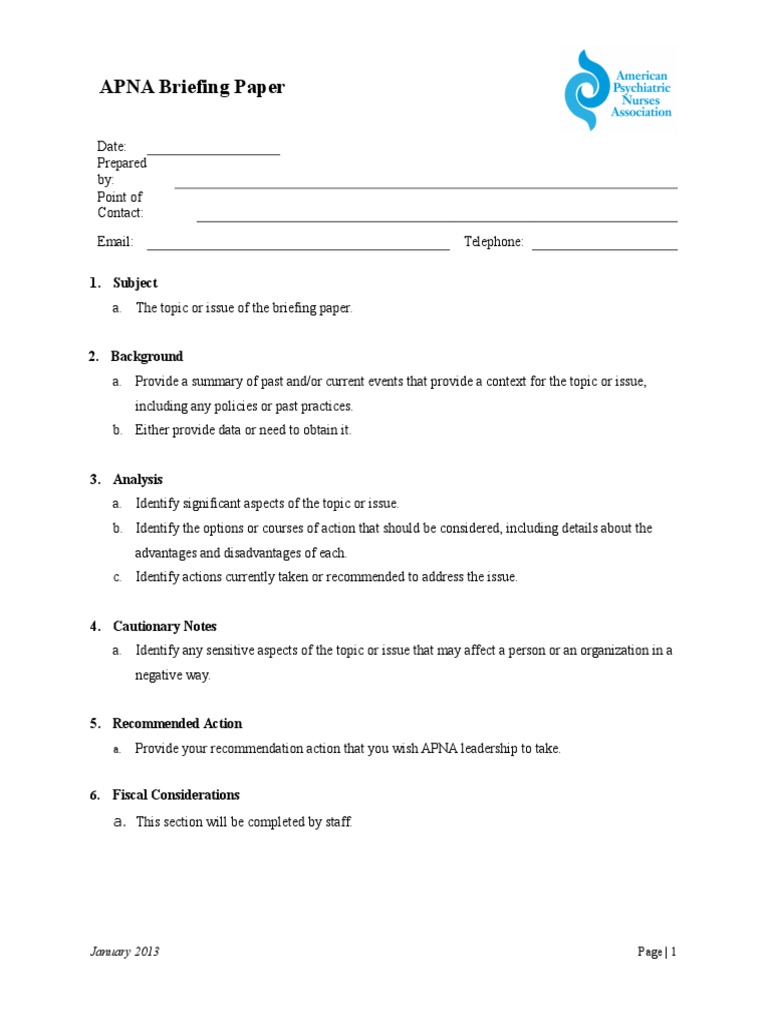 Briefing Paper Template 012913 | PDF