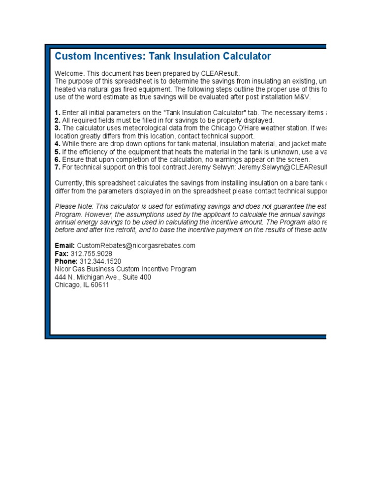 Tank Insulation Calculator | PDF