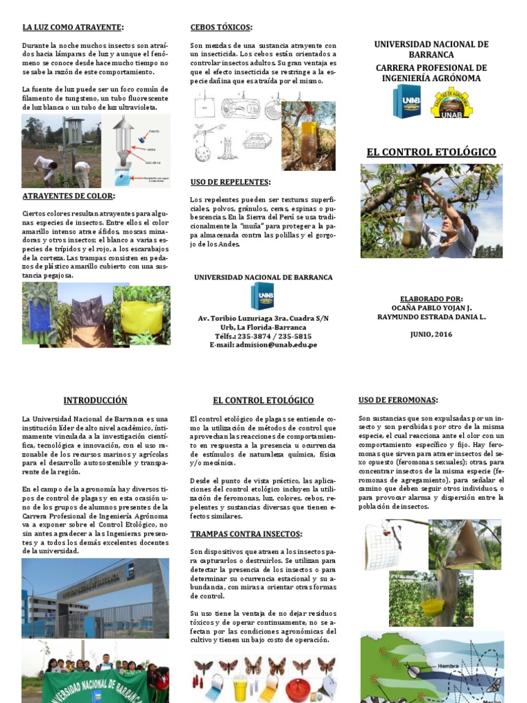 Tríptico Del Control Etológico | PDF | Feromona | Insectos