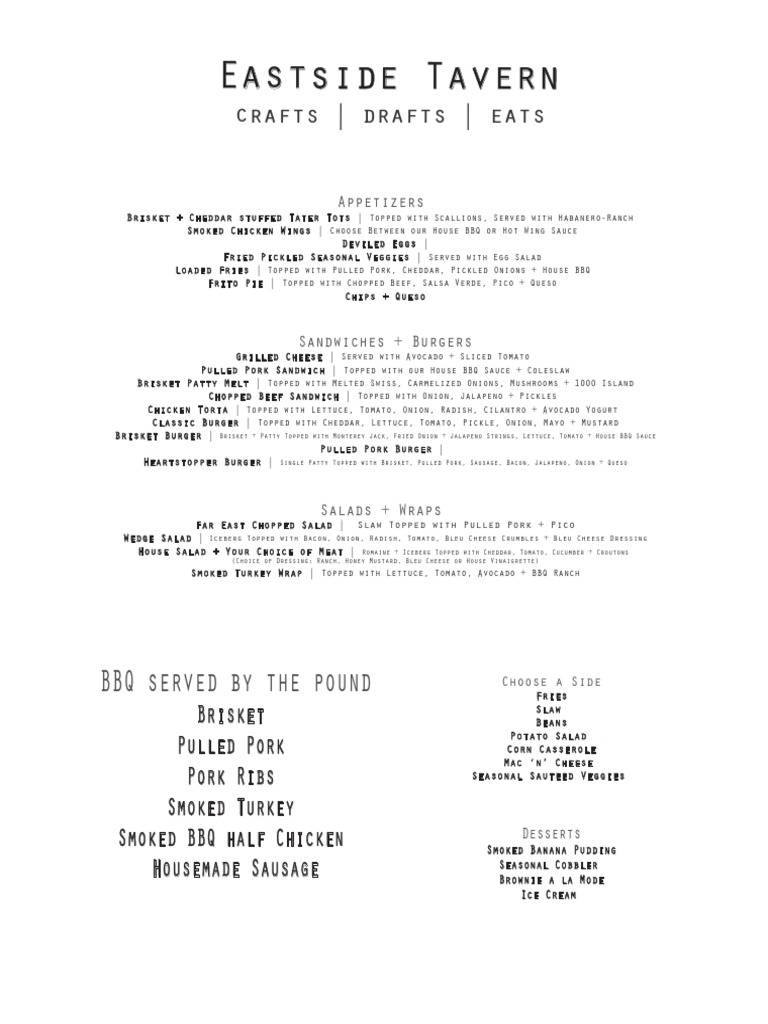 EastSide Tavern's menu | Hamburgers | Coleslaw