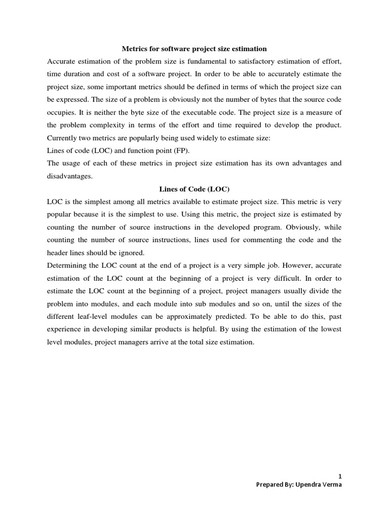 Metrics For Software Project Size Estimation | PDF | User Interface ...