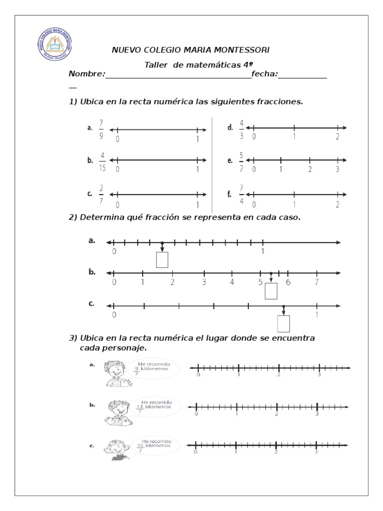 Taller de Fracciones en La Recta Numerica | PDF | Enseñanza de ...