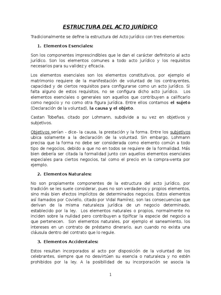 Estructura Del Acto Jurídico | PDF | Conceptos legales | Virtud
