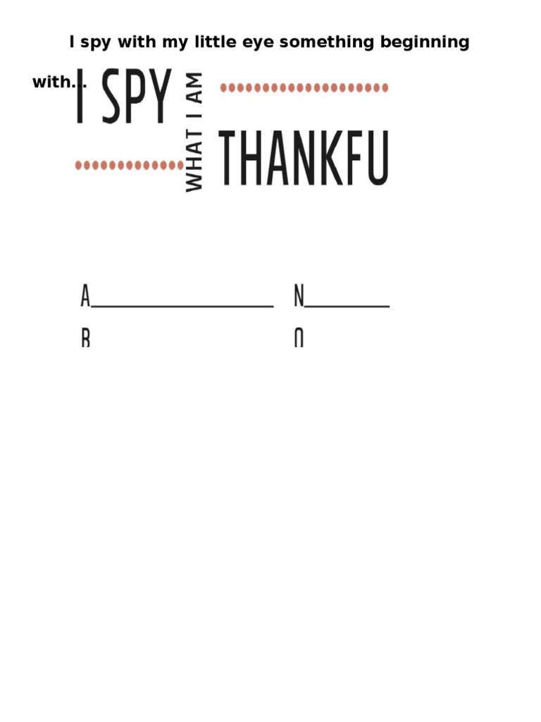 I Spy With My Little Eye Something Beginning With | PDF