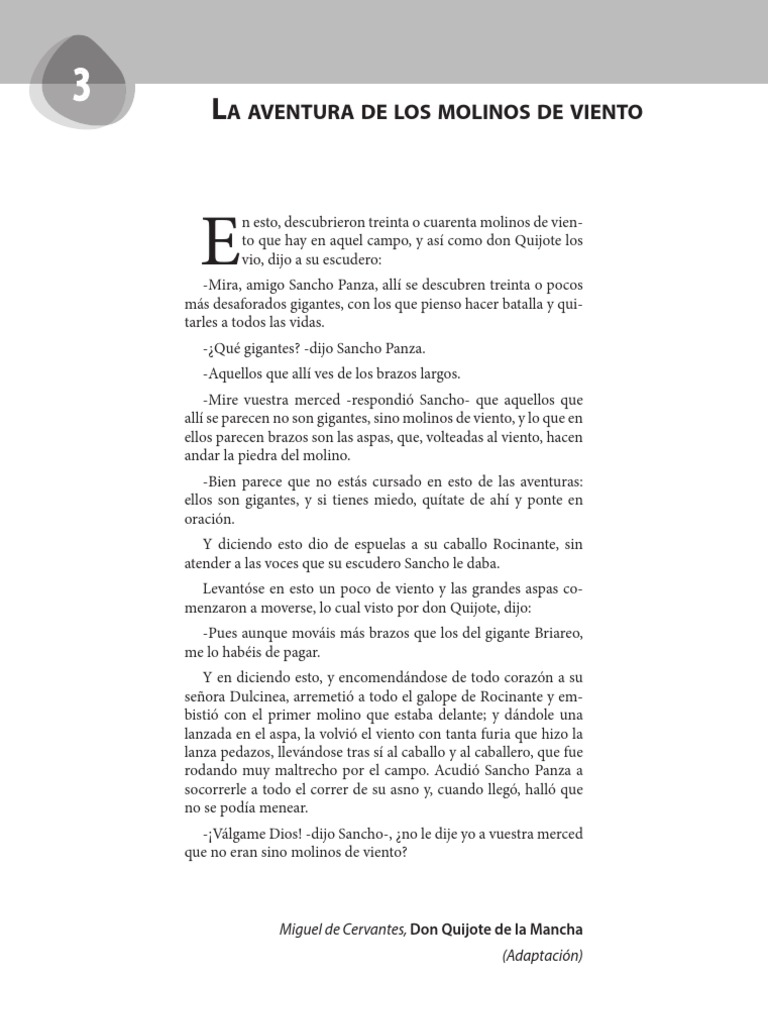 03la Aventura de Los Molinos | PDF | Don Quijote | Ocio