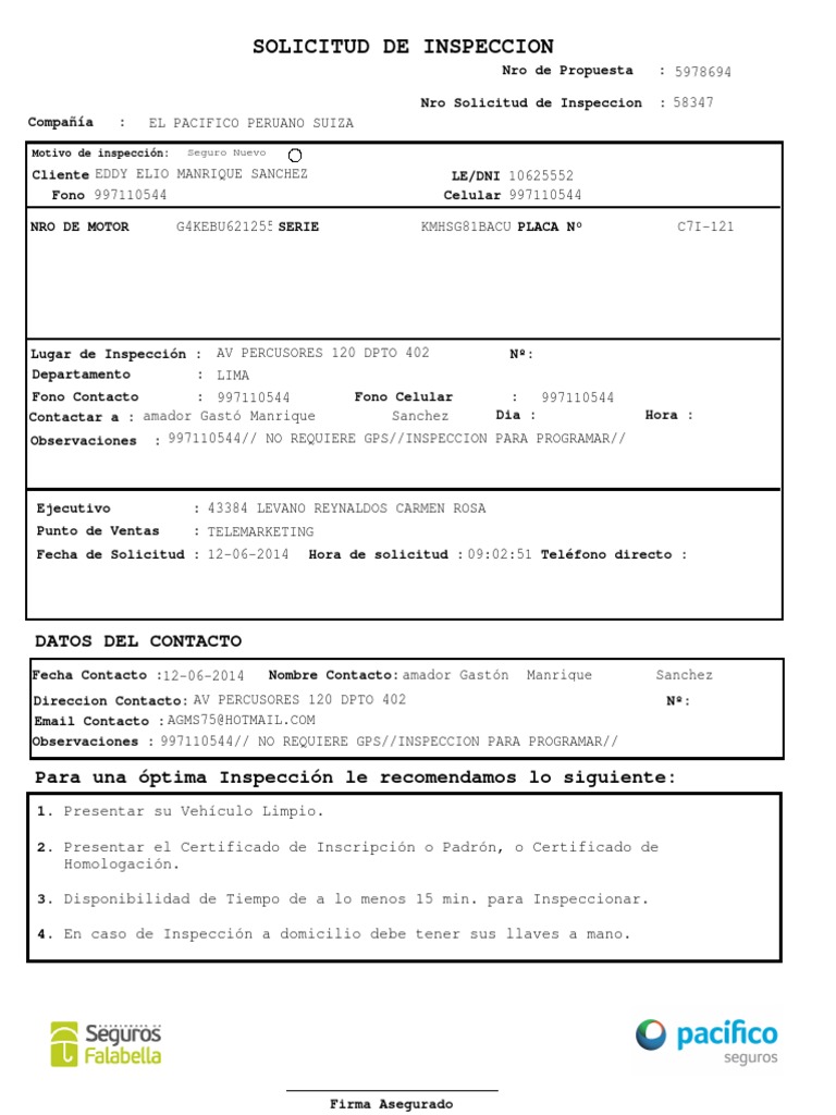 Solicitud de Inspeccion | PDF