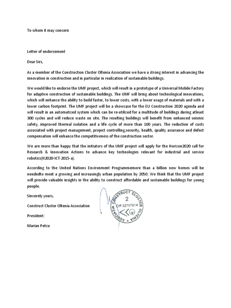 Endorsement Letter Template | PDF